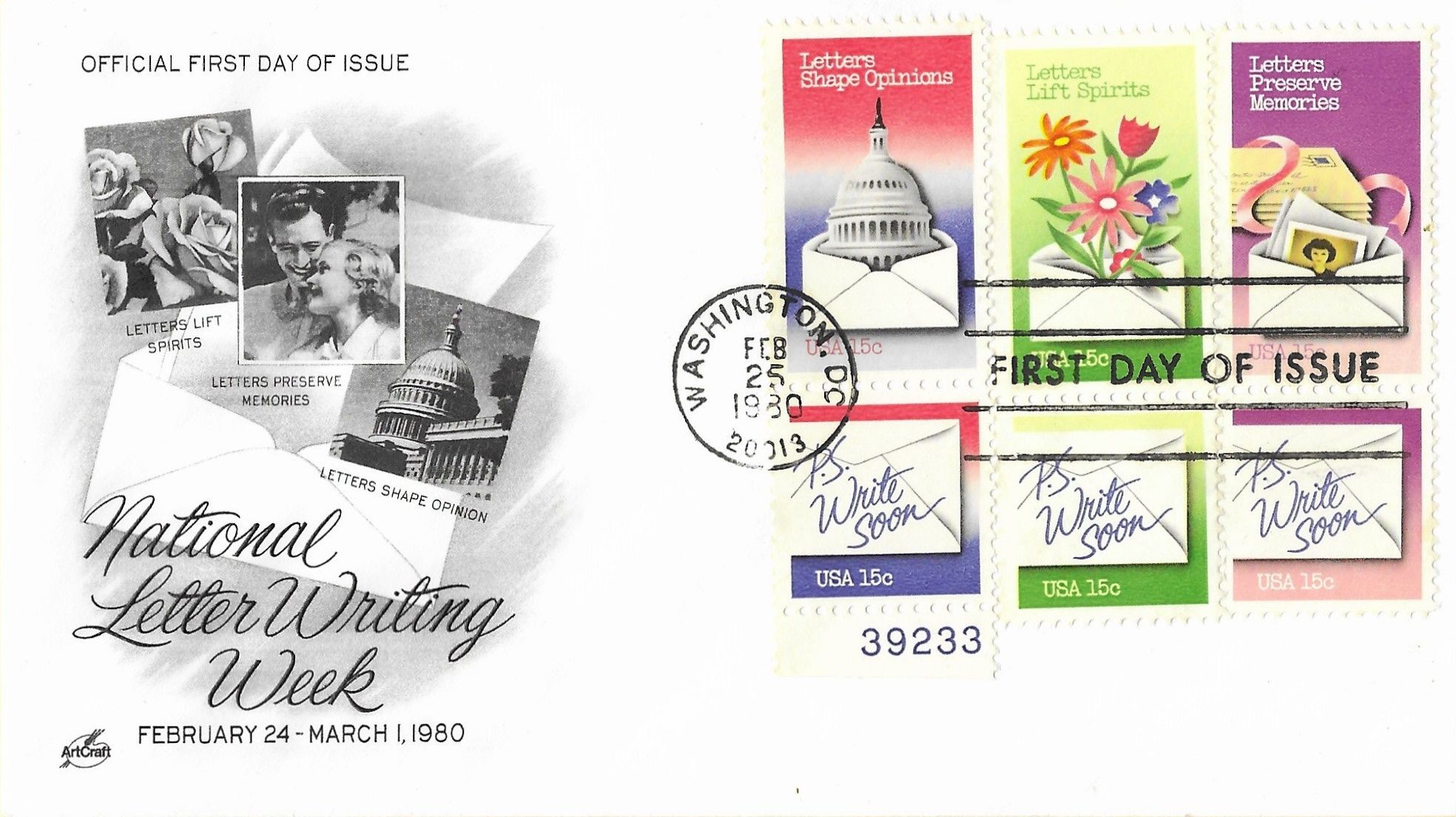 1980 FDC, #1810a, 15c National Letter Writing Week, Art Craft | United ...