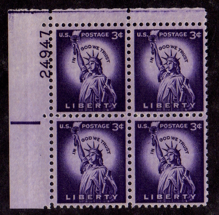 1035 3c Liberty 24947 UL Plate Block | United States, General Issue ...