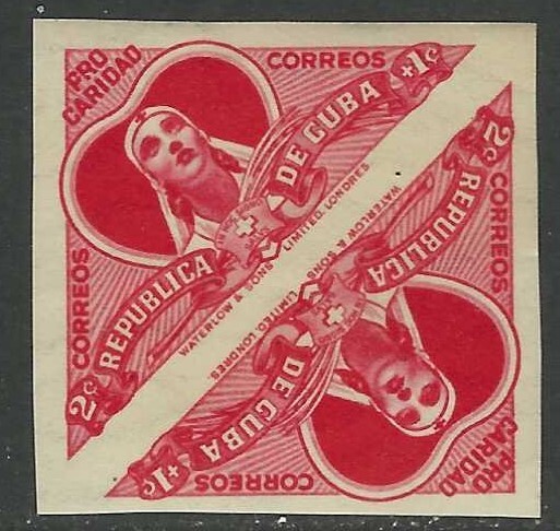 CUBA 1959 2c+1c NURSE Imperf Semi Postal Pair Sc B4 MNH | Caribbean ...