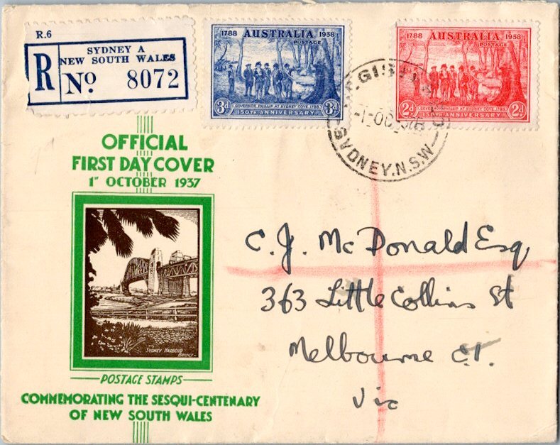 Australia 2d and 3d New South Wales Sesquicentennial 1937 Sydney, N.S.W ...