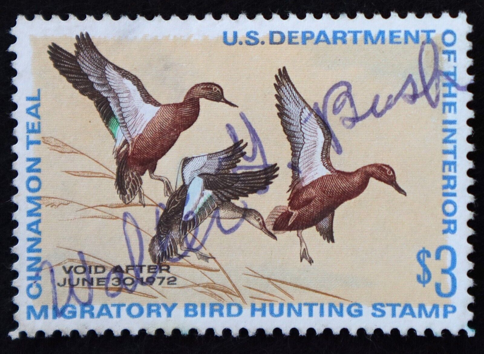 U.S. Used Stamp Scott #RW38 $3 Federal Duck Hunting, Superb. A Gem ...