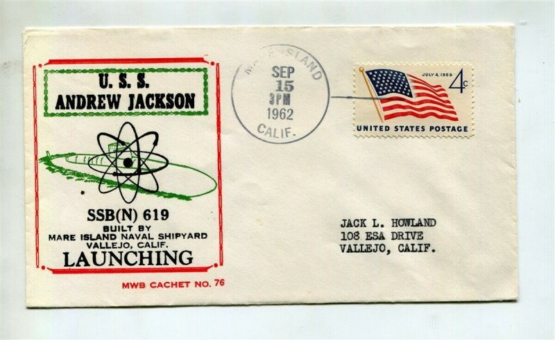 USS ANDREW JACKSON Submarine SSB(N) 619 - US Navy Ship Submarine Squad ...