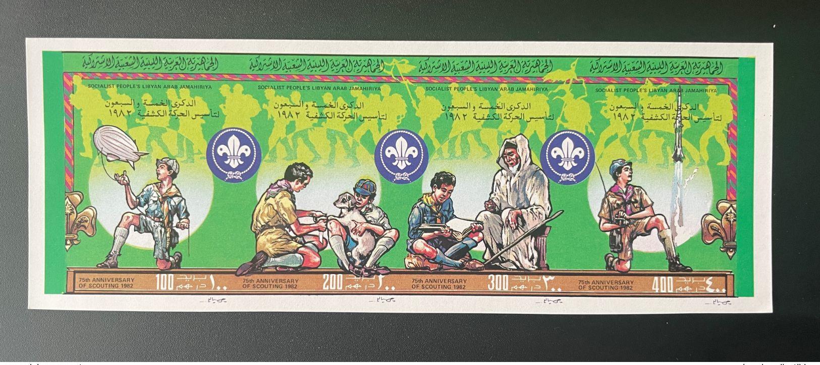 Libya 1982 Mi. 980 - 983 IMPERF 75 Years of Scouting Dog Scout Scouts ...