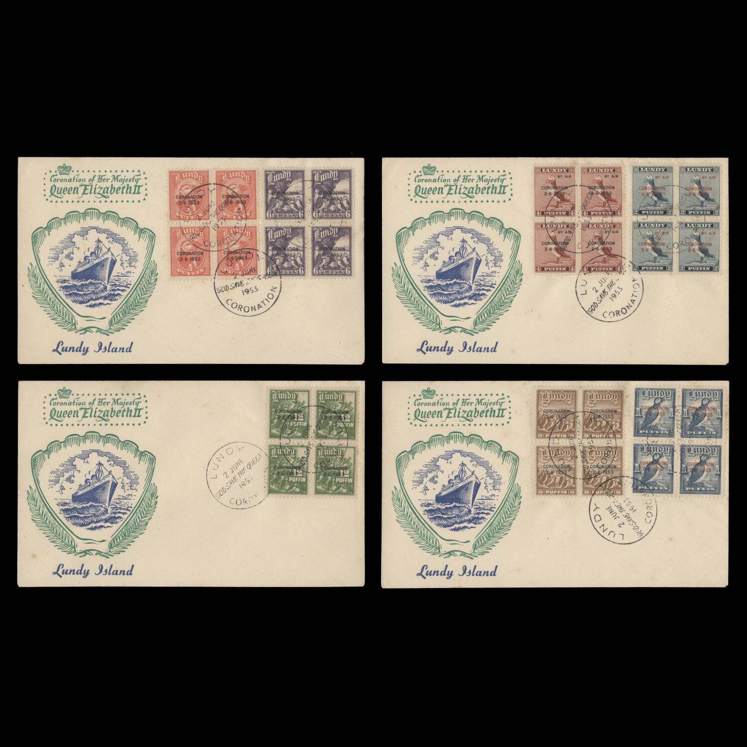 Lundy Island 1953 Coronation blocks first day covers | Worldwide ...