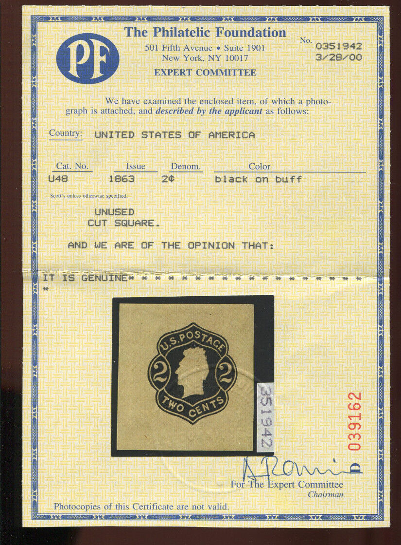 U48 Jackson RARE Unused Cut Square with PF Cert BZ1480 | United States ...