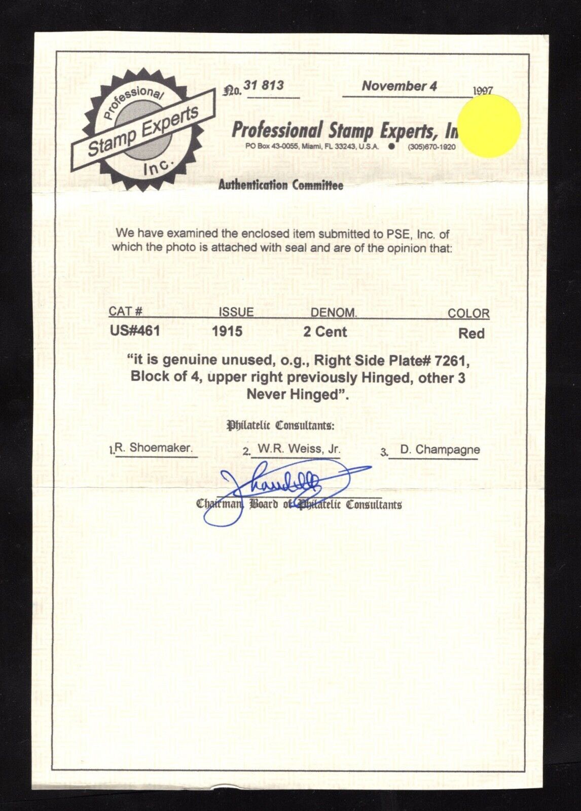 US Stamps #461 Mint OG NH PSE Graded Cert Xf-Sup 95 LOT #70102 | United ...