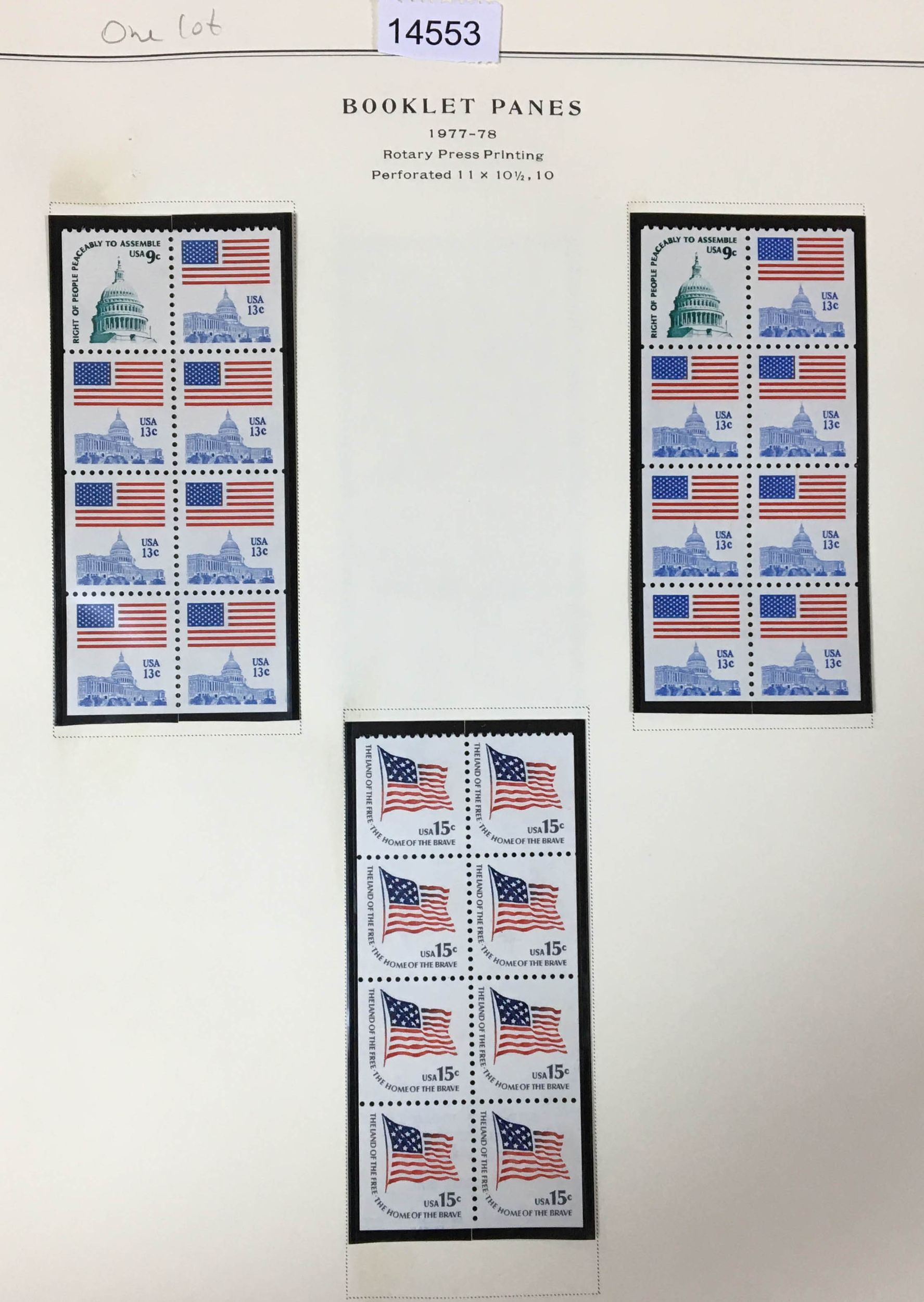US Stamps # Booklet Panes Collection Mint OG 8 Pages LOT #14553 ...