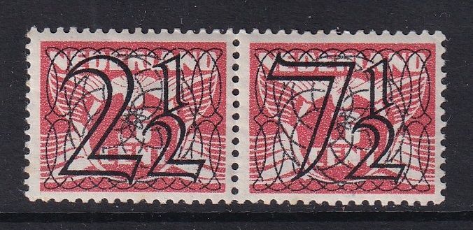 Netherlands #228a MNH 1940 surcharge Guilloche pair 2 1/2c + 7 1/2c ...