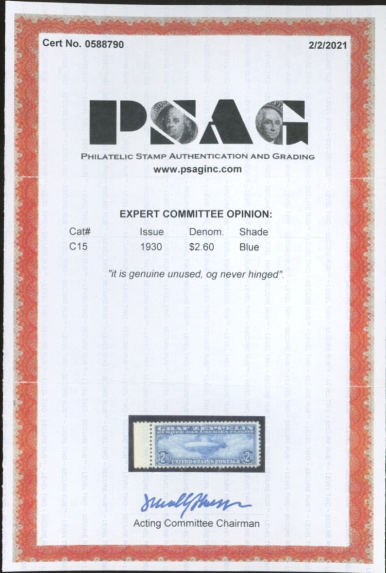 U.S. #C15 Mint With Psag Cert OG NH | United States, Air Mail Stamp ...