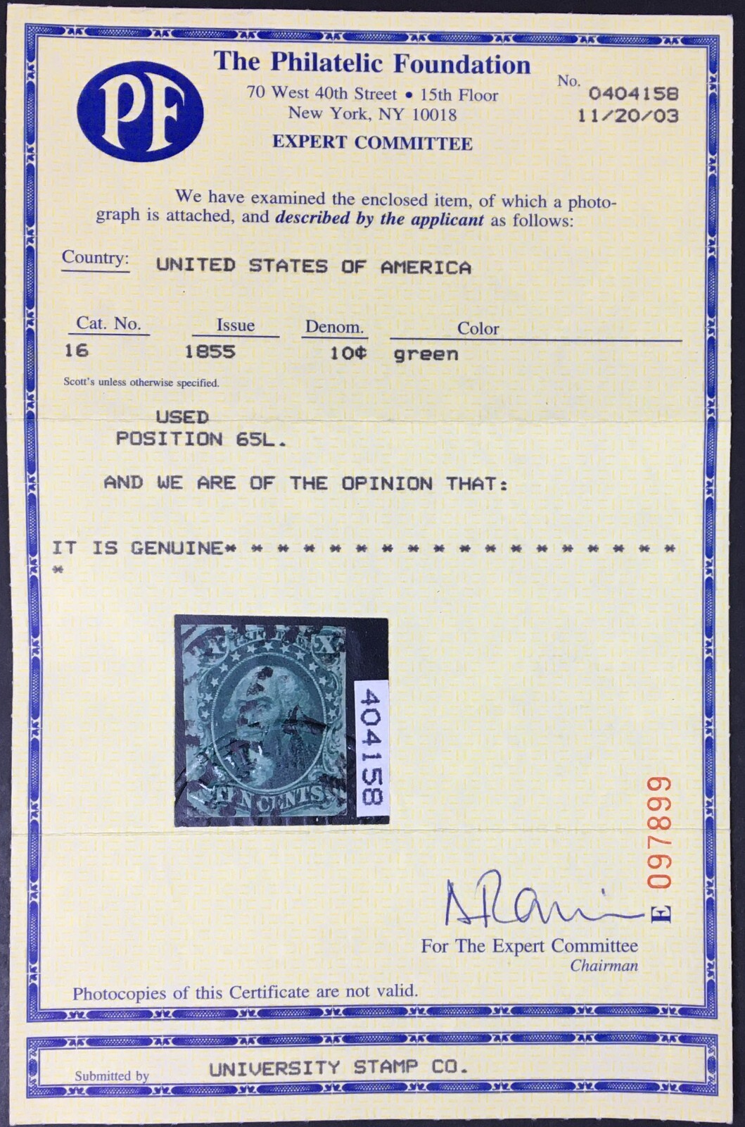 US Stamps #16 Imperf Used PF Cert LOT #95985 | United States, General ...