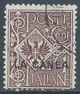 Italy Offices in Crete #3 Used 1c Coat of Arms Issue Ovptd. "La Canea ...