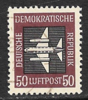 GERMANY EAST DDR 1957 50pf Stylized Plane Airmail Sc C4 CTO Used ...