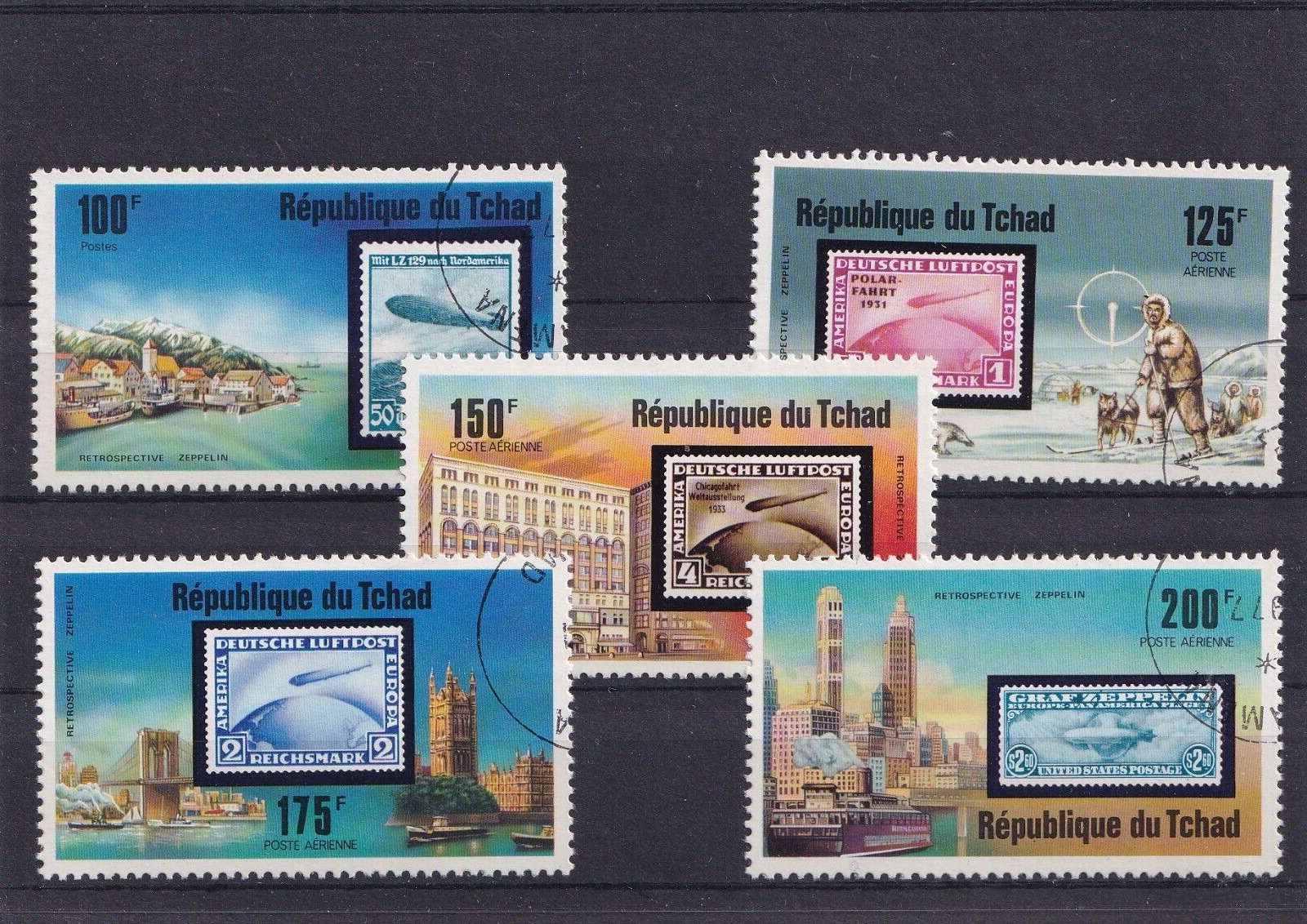 SA15a Chad 1977 75th Anniversary of the Zeppelin used stamps | Africa ...