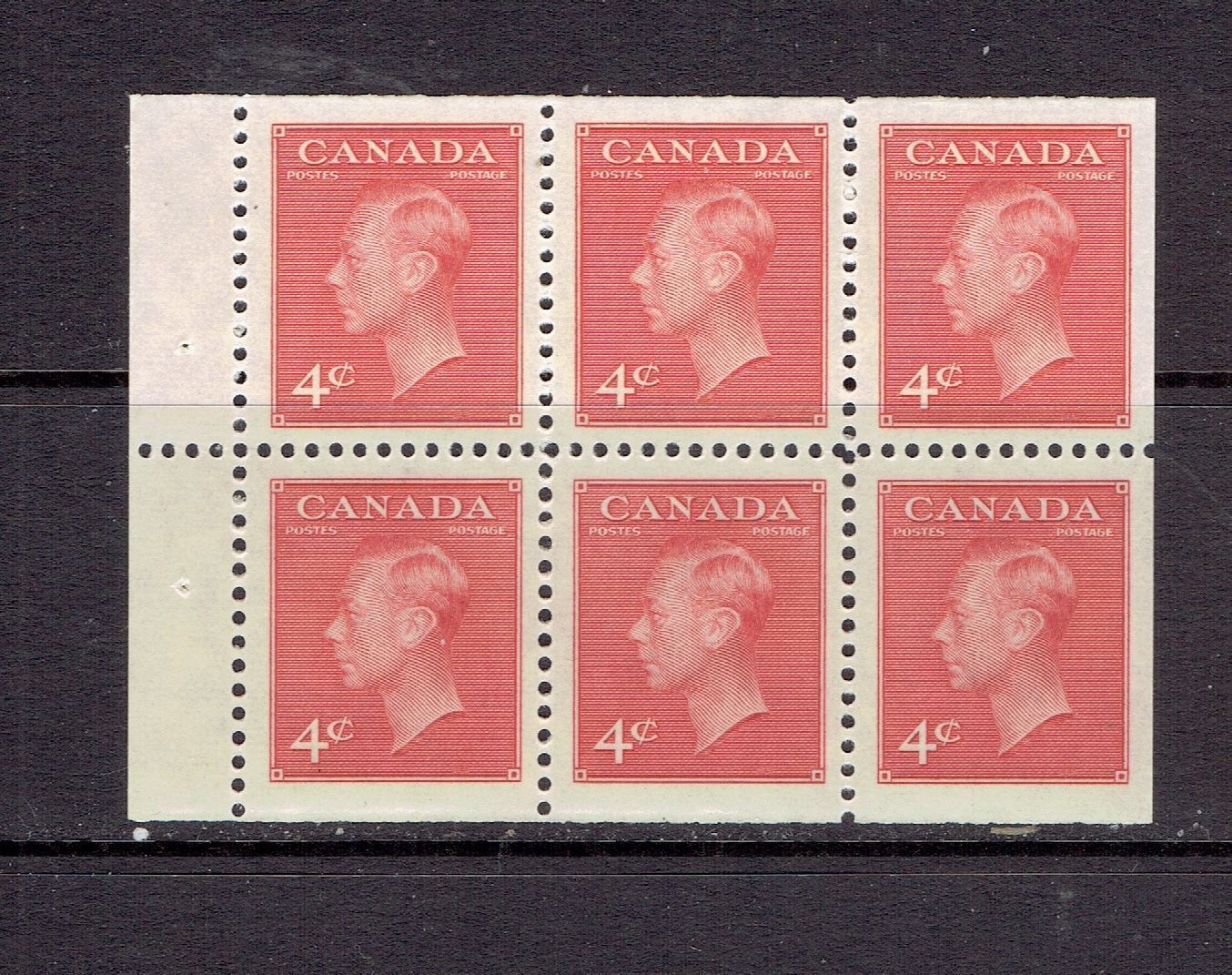 Canada - 1950 Four Cent King George VI - Booklet Pane - Scott 287b ...