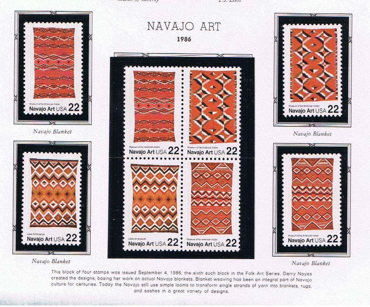 #2235-2238 MVFNH OG block of 4 & singles Navajo Blankets Free S/H ...