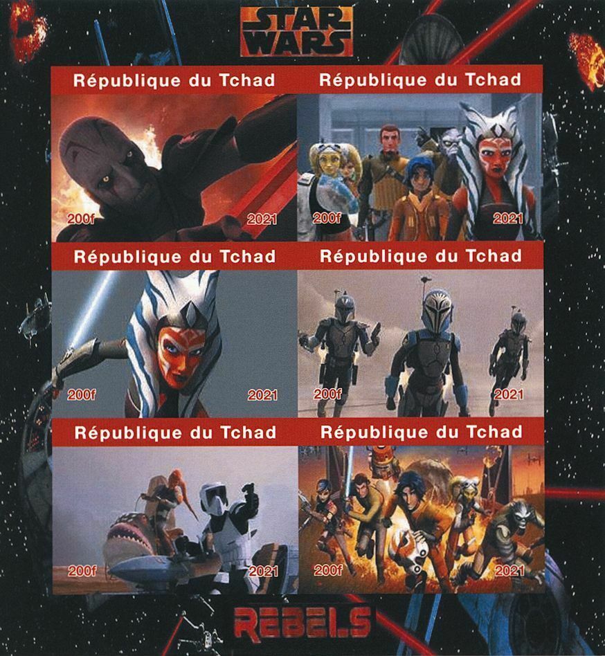 Star Wars Stamps Chad 2021 MNH Rebels Ezra Bridger Disney Animation 6v ...