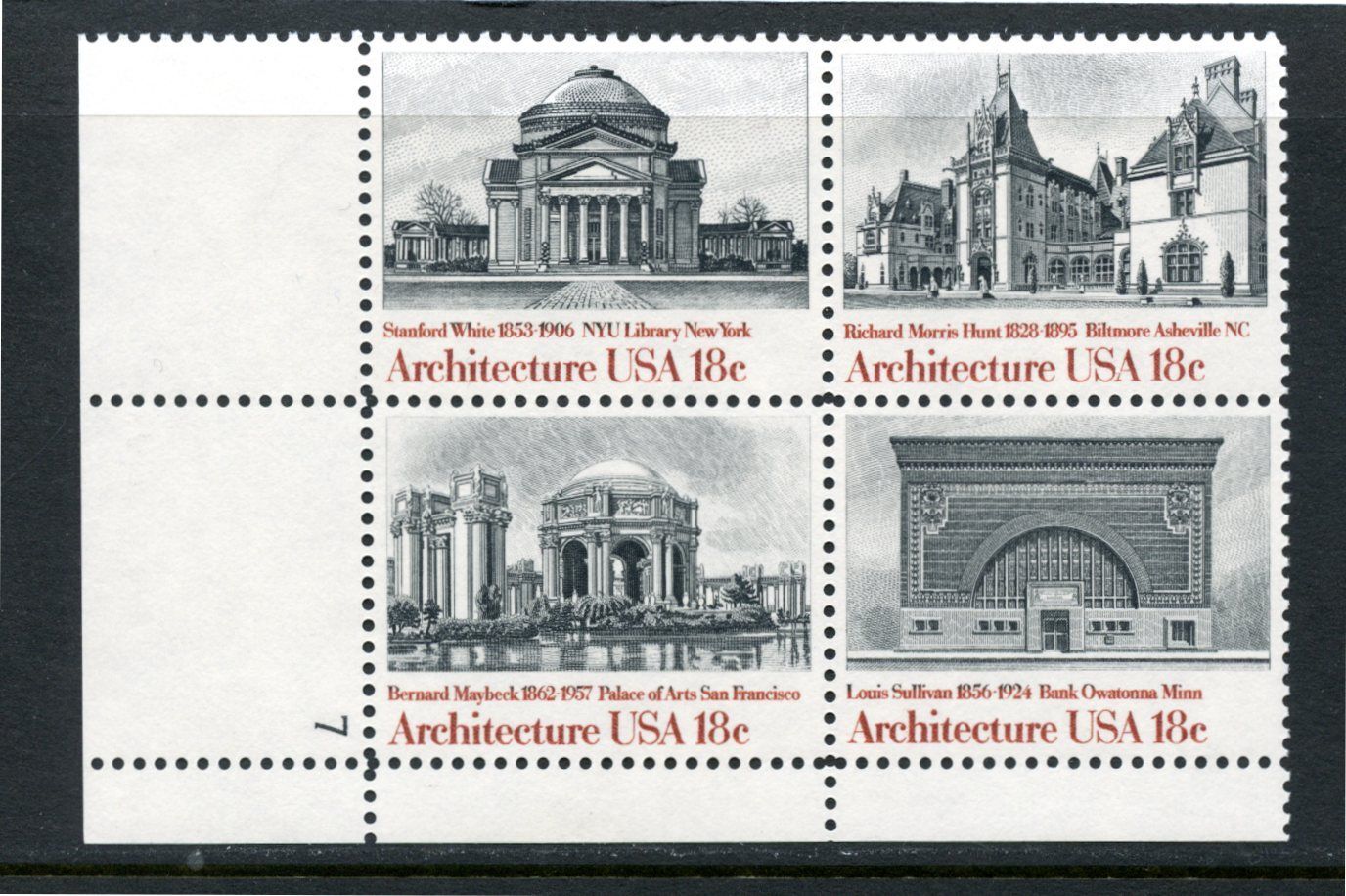 Scott 1928-31 American Architecture 18¢ Plate Block MNH Sherwood Stamp ...