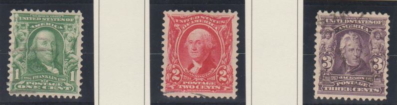 U.S. Scott #300-301-302 Franklin-Washington-Jackson Stamp - Used Set ...