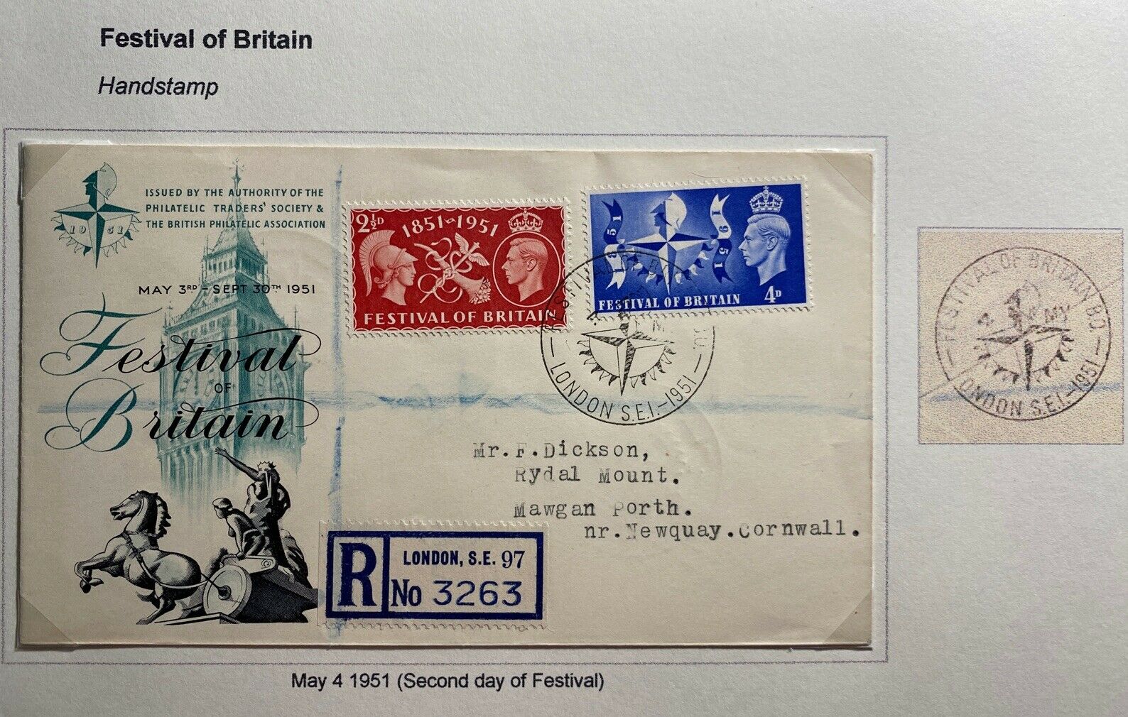 1951 London England First Day Cover FDC To Cornwall Festival Of Britain ...