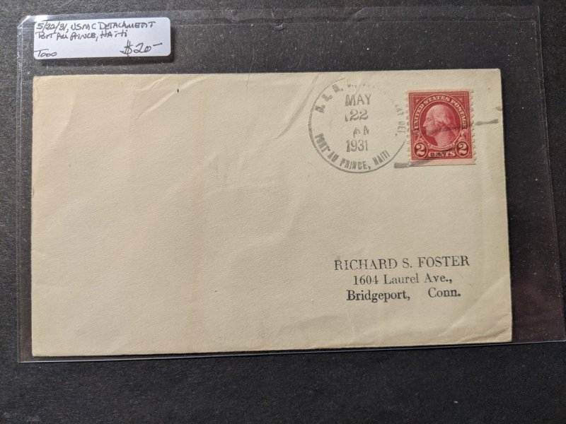 USMC PORT au PRINCE, HAITI 1932 Postal History Cover US Marines ...