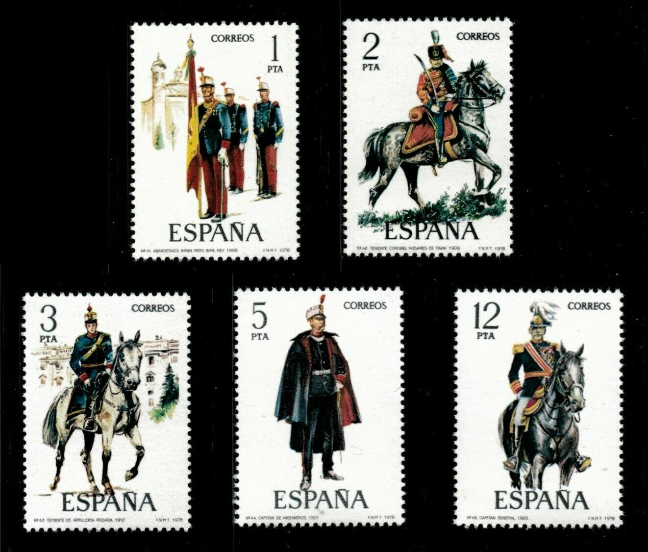 Spain 1978 - Military Uniforms, Colonel, Officers - Set of 5v - Sc 2078 ...