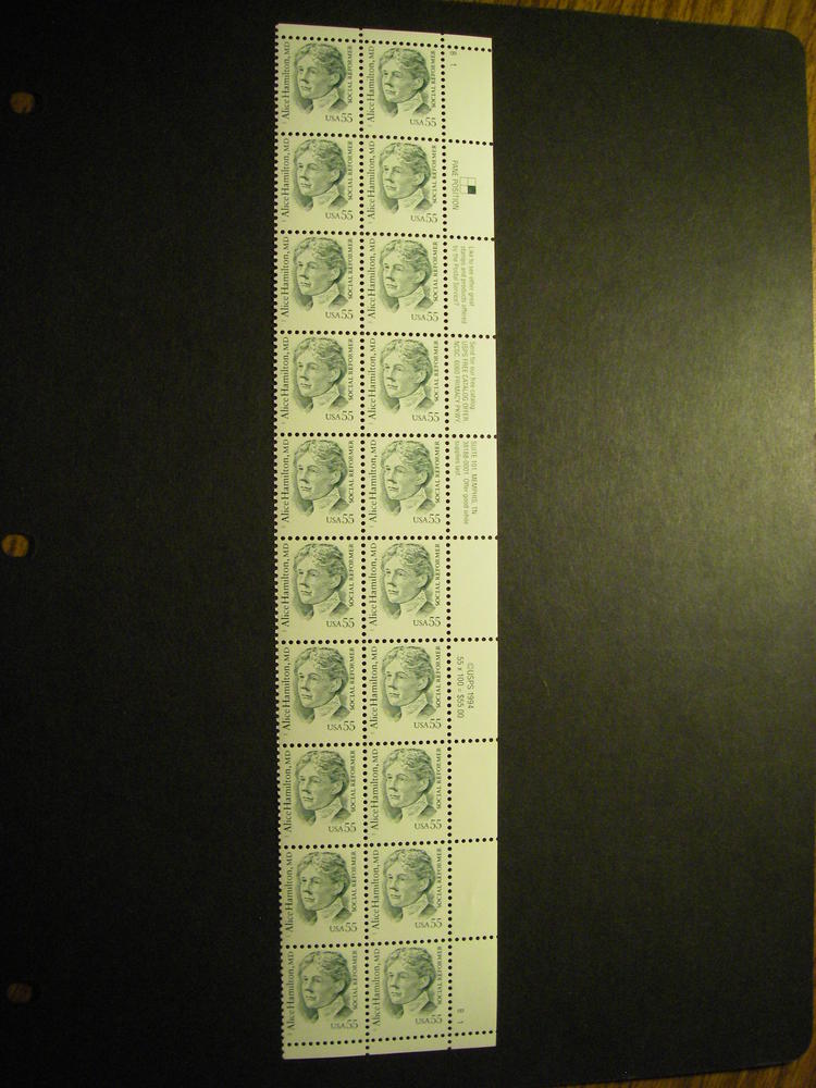 Scott 2940, 55c Alice Hamilton, PB20 #B1 RM, MNH Great Americans Beauty ...