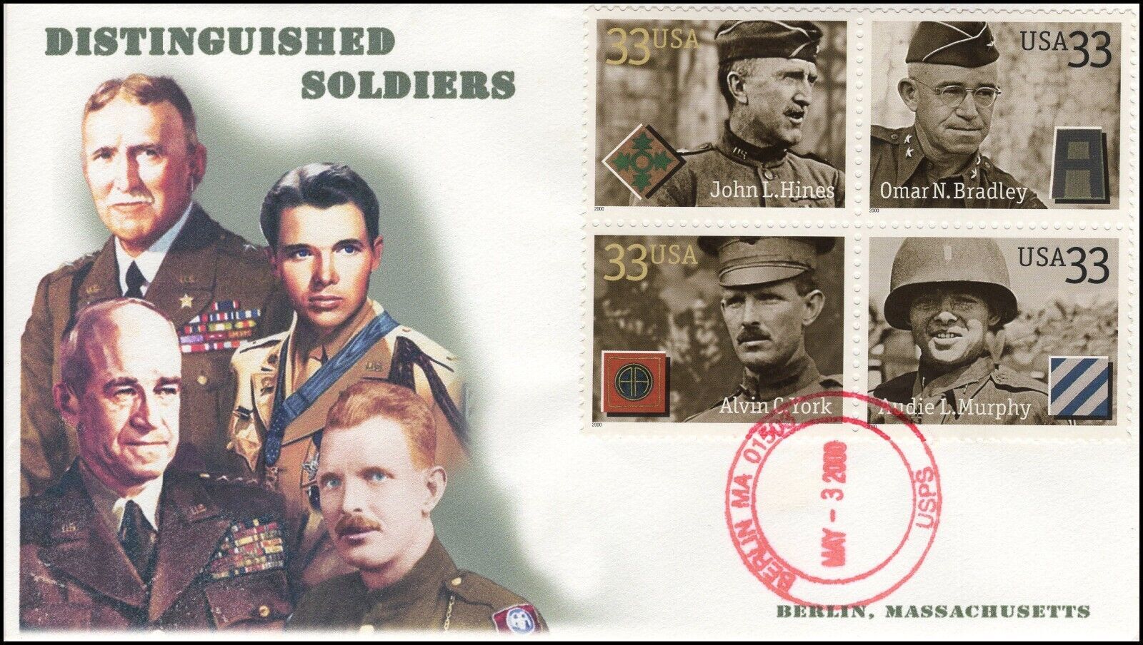 AO-3393-36-1, 2000, distinguished soldiers, First Day Cover, Add-on ...