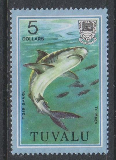 Tuvalu, $5 Tiger shark (SC# 113) MNH | Australia & Oceania - Tuvalu ...