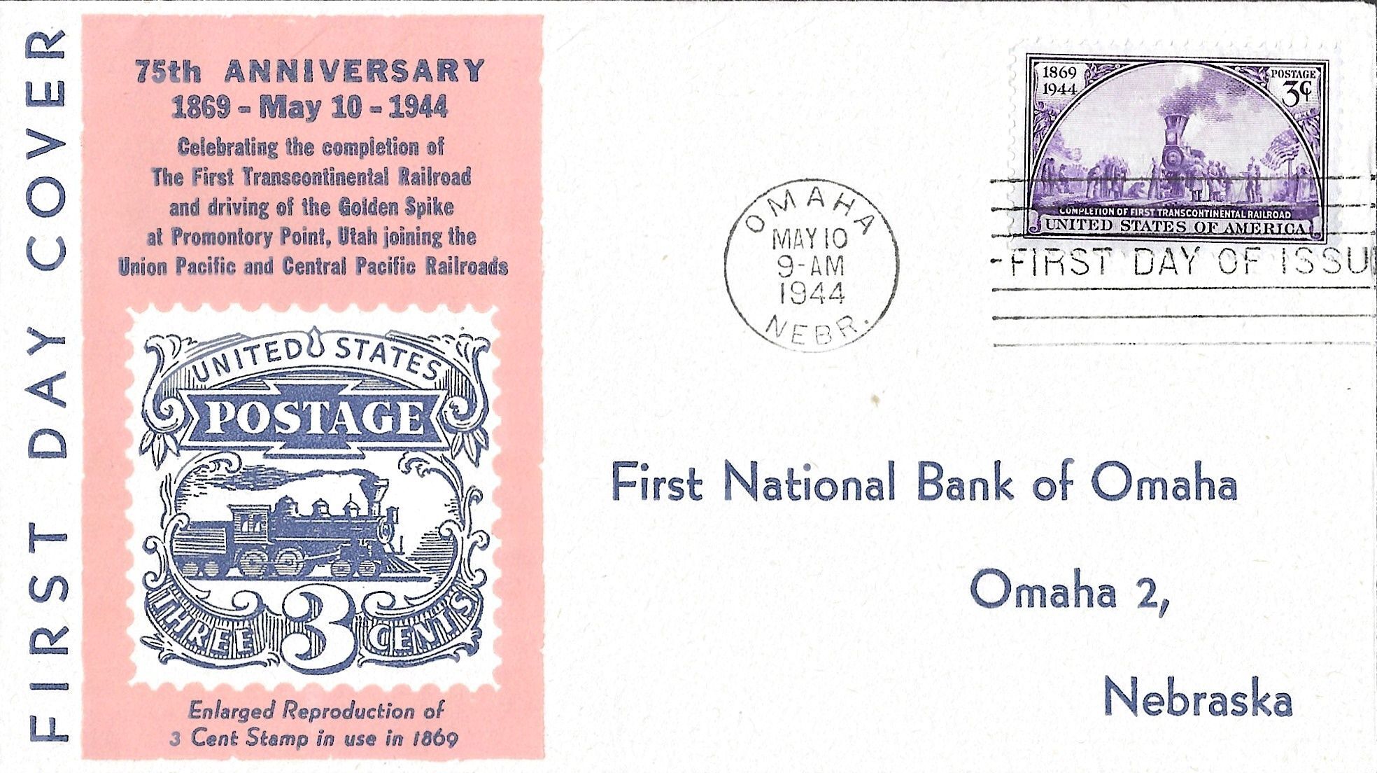 1944 FDC, #922, 3c Transcontinental Railroad, Union Pacific RR | United ...