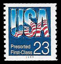 PCBstamps US #2607 23c Flag, pre-sort first class, coil, MNH, (6 ...