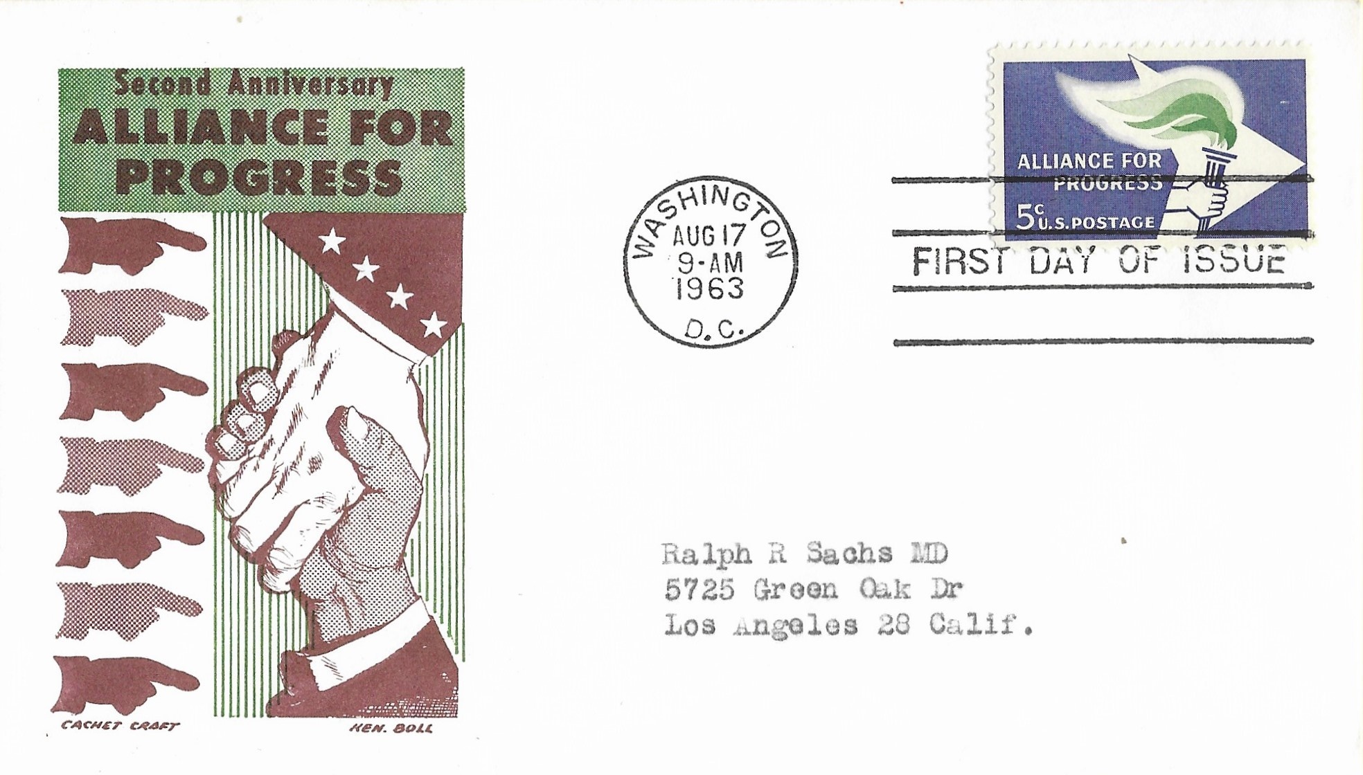 1963 FDC, #1234, 5c Alliance for Progress, CC/Boll | United States ...