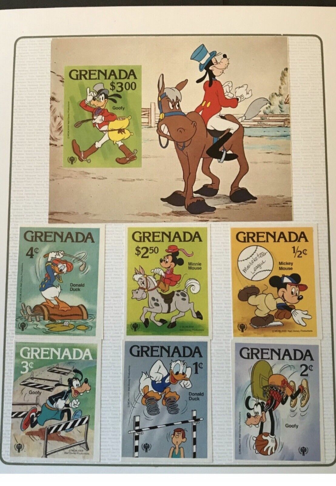 Grenada Proof Card Disney IYC Year Of Child 79 Mickey Donald Duck Goofy ...
