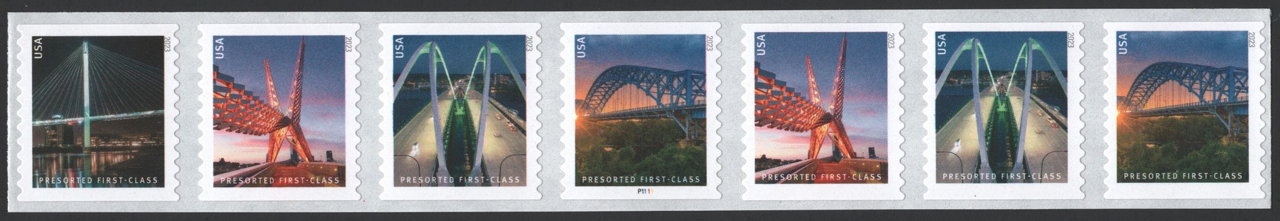 SC#5808-11 (Presorted First Class) Bridges Plate Strip of Seven (2023 ...