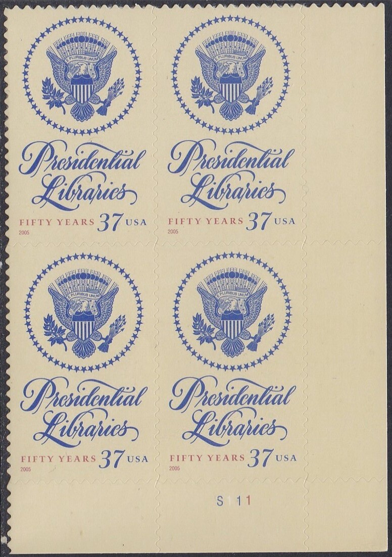 3930 Presidential Libraries Act Plate Block MNH | United States ...