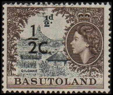Basutoland 61 - Used - 1/2c on 1/2p Elizabeth II / Qiloane Hill (1961 ...