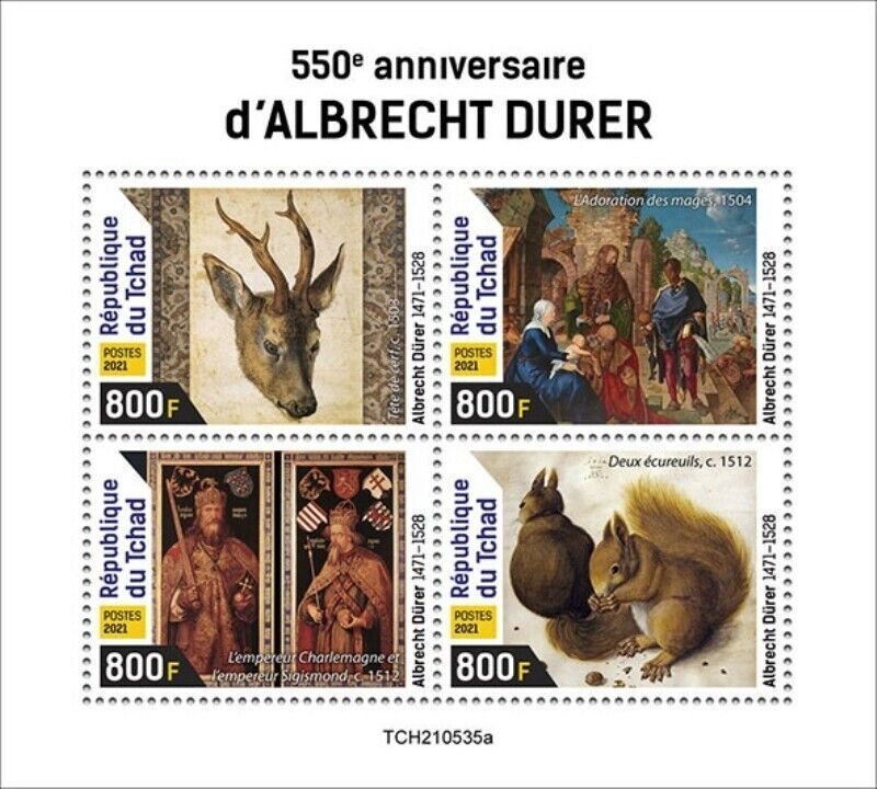 Chad - 2021 German Artist Albrecht Durer - 4 Stamp Sheet - TCH210535a ...