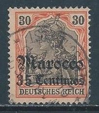 Germany Offices in Morocco #25 Used 30pf Germania Issue Ovptd. "Marocco ...