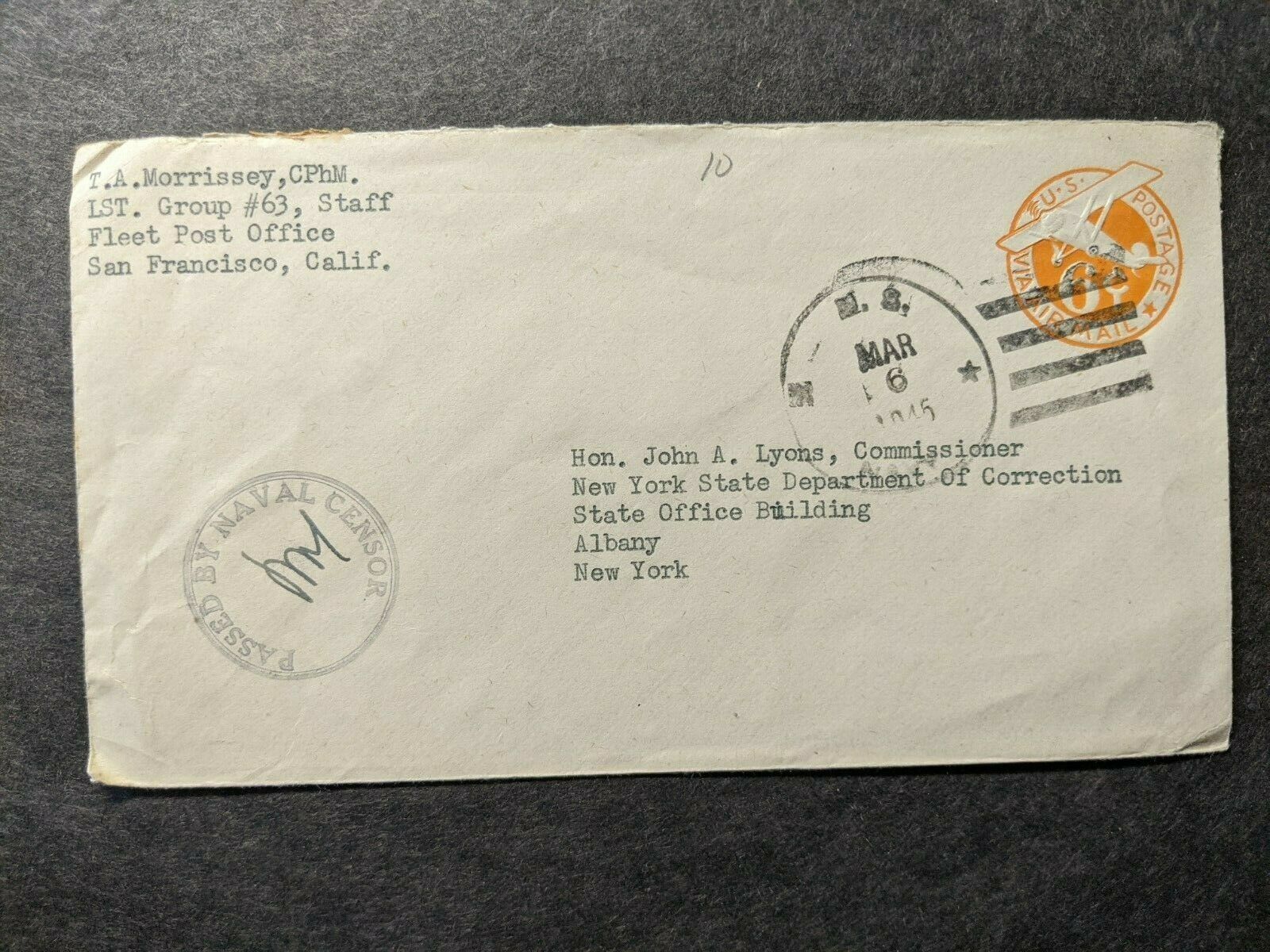 LST Group #63 Navy 1945 Censored WWII Naval Cover | United States ...