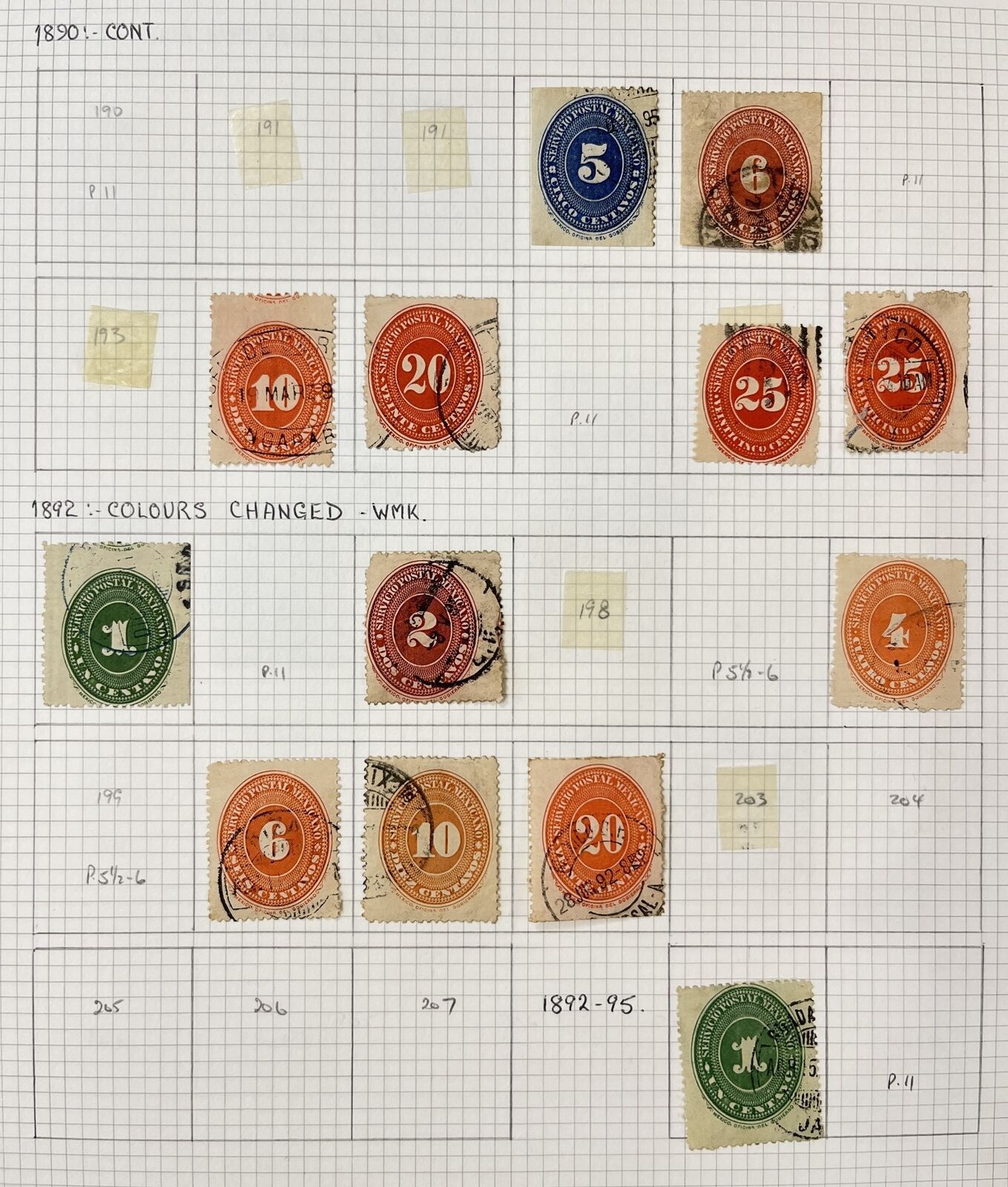 Mexico 1886/1914 Used MH Numerals Imperfs Officials Arms(Apx 100 Items ...