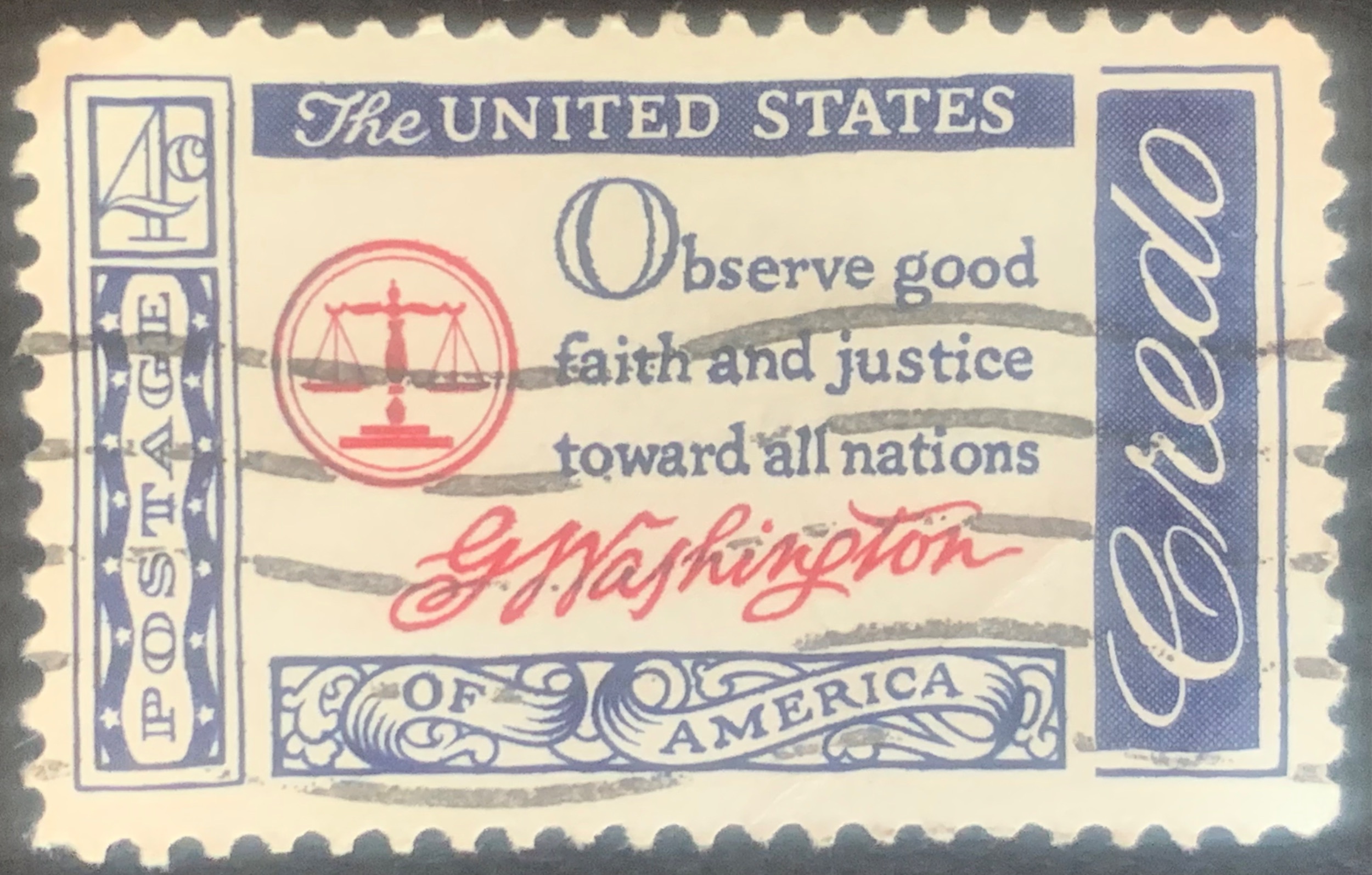 Creed 4c US postage stamp , black cancelled postage used, refno:5015 ...