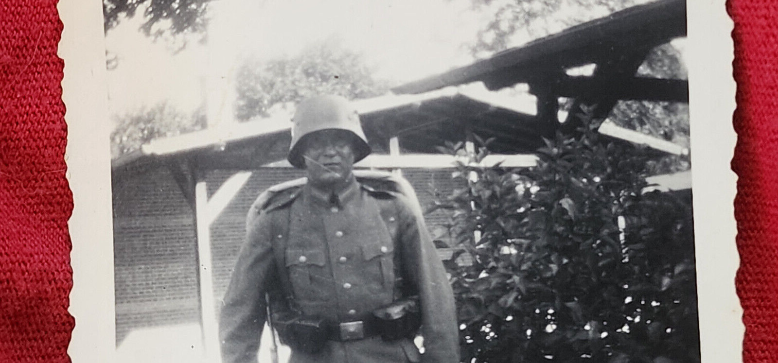 WW2 WWII German original wartime photo Army Heer Steel Helmet soldier w ...