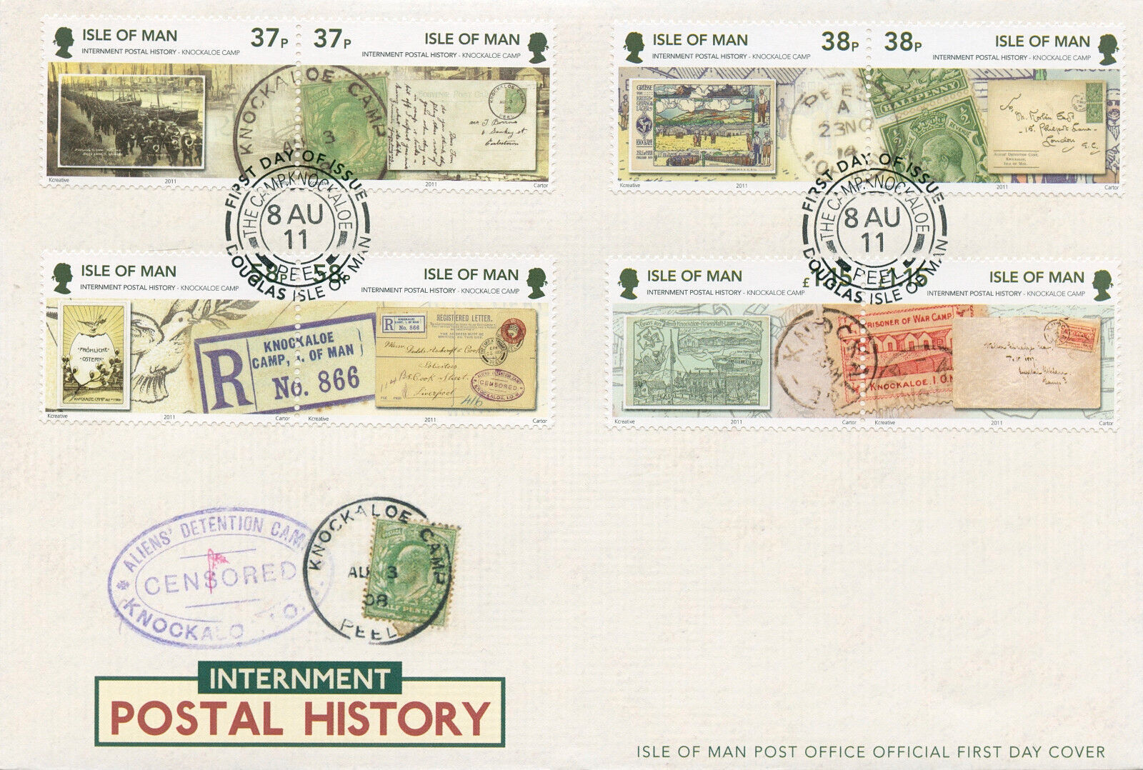 Isle of Man IOM Stamps 2011 FDC Internment Postal History WWII WW2 8v ...