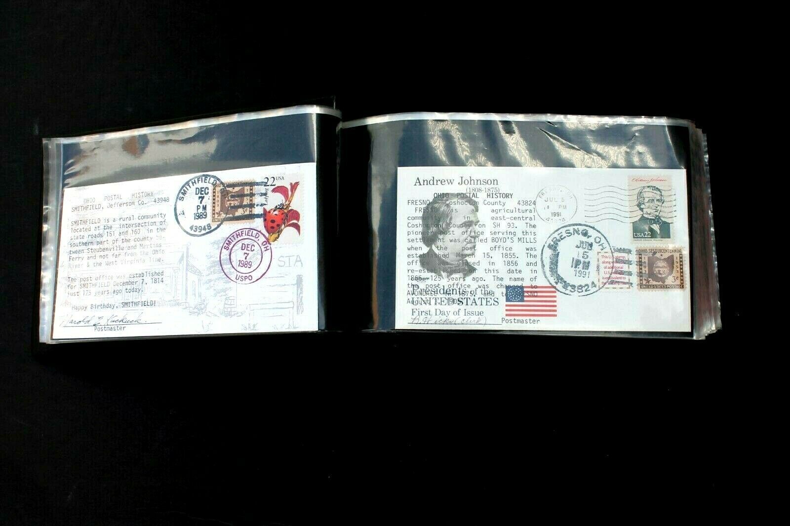 US Stamp Collection 100 Postmaster Signed "4 Bar" Hand Canceled Covers ...