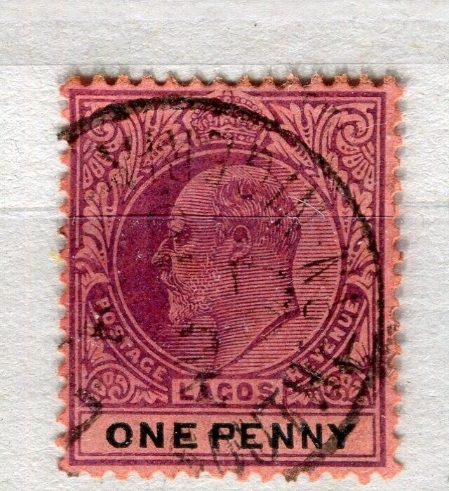 NIGERIA; LAGOS early 1900s ED VII issue fine used Shade of 1d. value ...