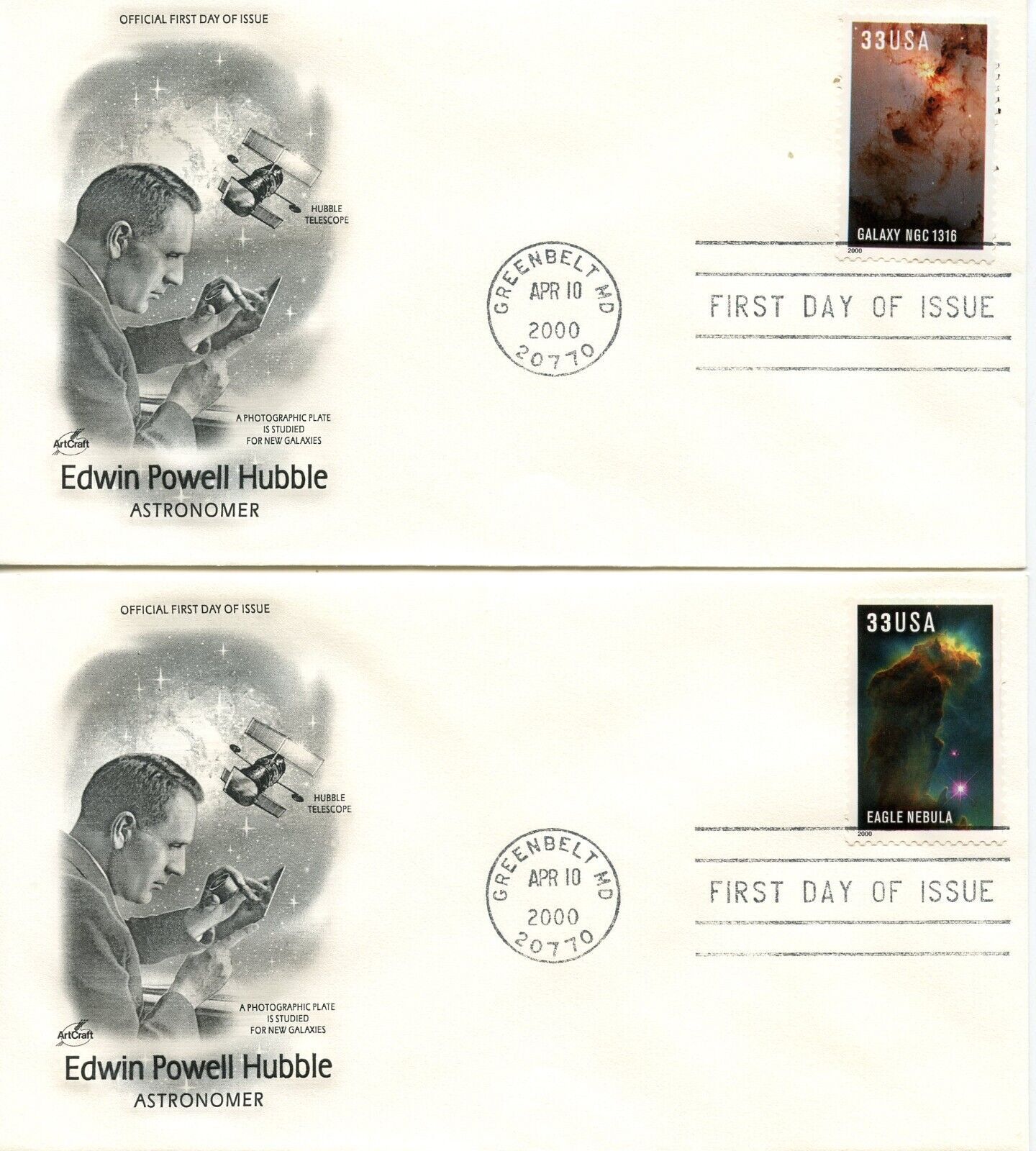 United States Artcraft 2000 Edwin Powell Hubble First DAY Covers SET of ...