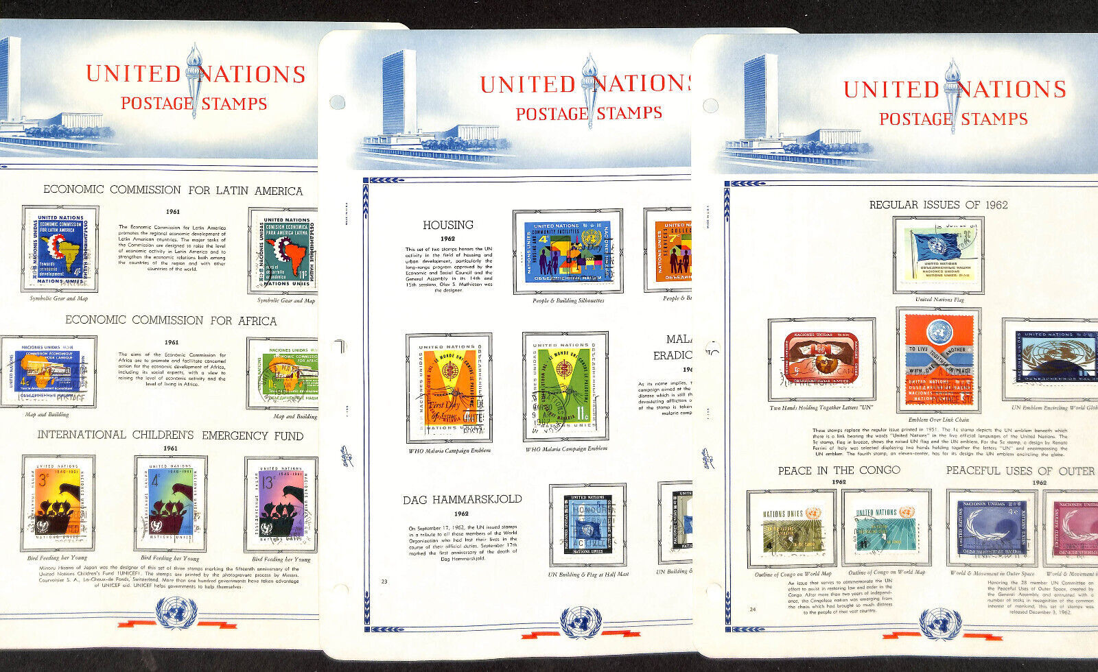 United Nations Stamp Collection in White Ace Album, Mint NH, 1951-1982 ...