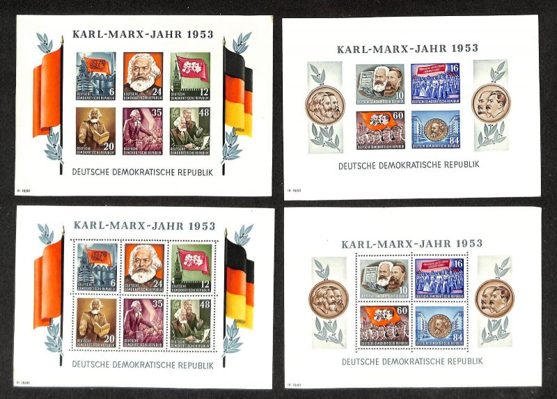 Germany - DDR, Postage Stamp, #144a, 146a Perf & Imperf Mint NH, 1953 ...