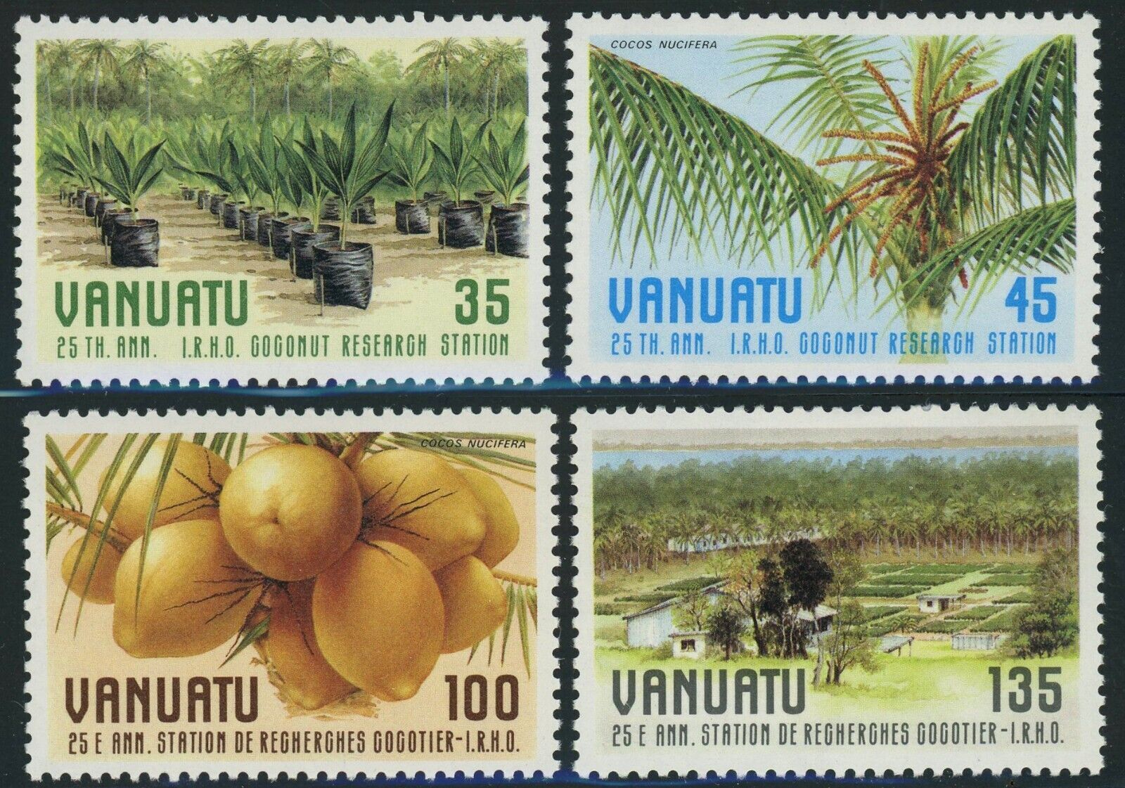 Vanuatu #438-441 IRHO Coconut Research Station Postage Stamps 1987 Mint ...