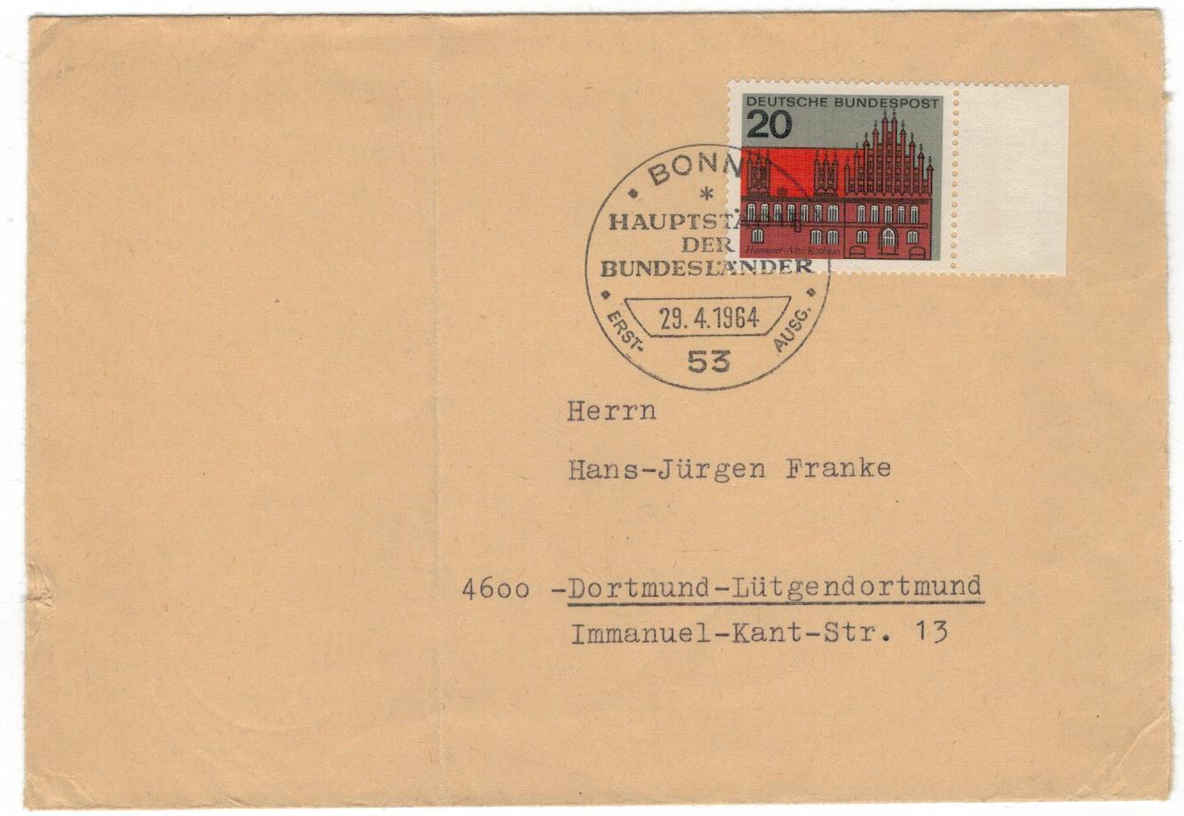 Germany 1964 FDC Stamps Scott 869 Architecture Capital Hannover Town ...