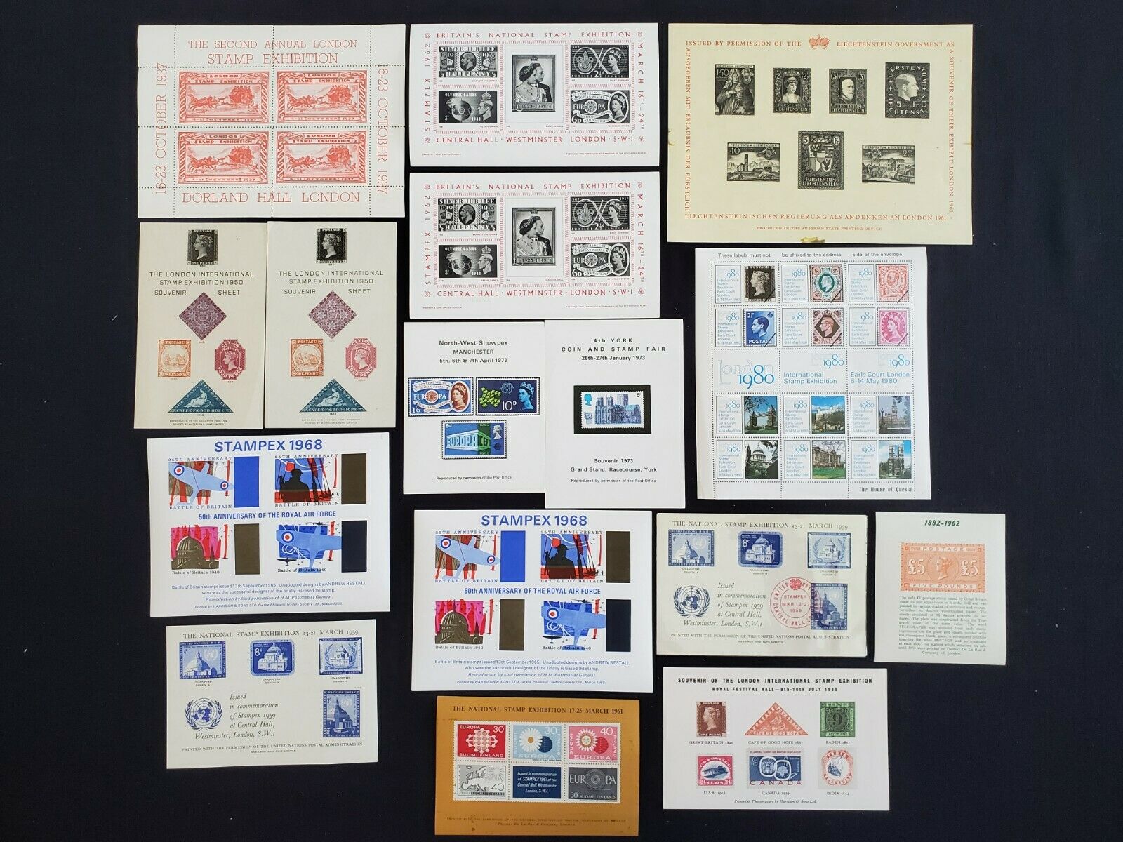 UK Lot of 16 Philatelic Exposition Souvenir Sheets / HipStamp
